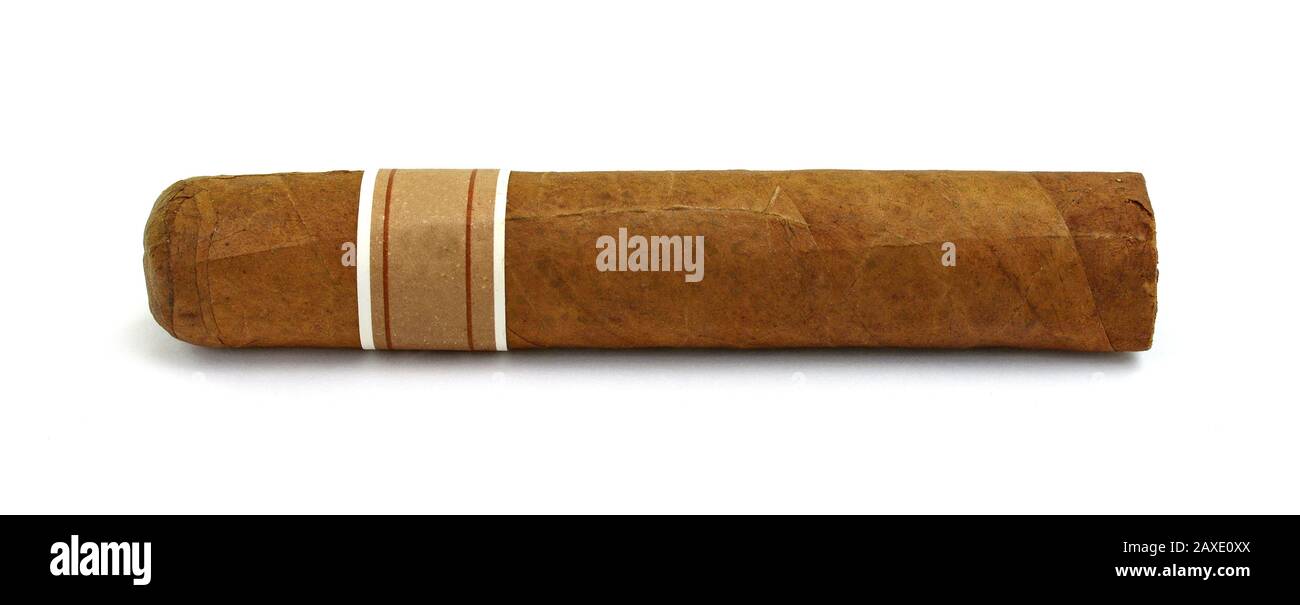 hand rolled cigar isolated on white Stock Photo - Alamy