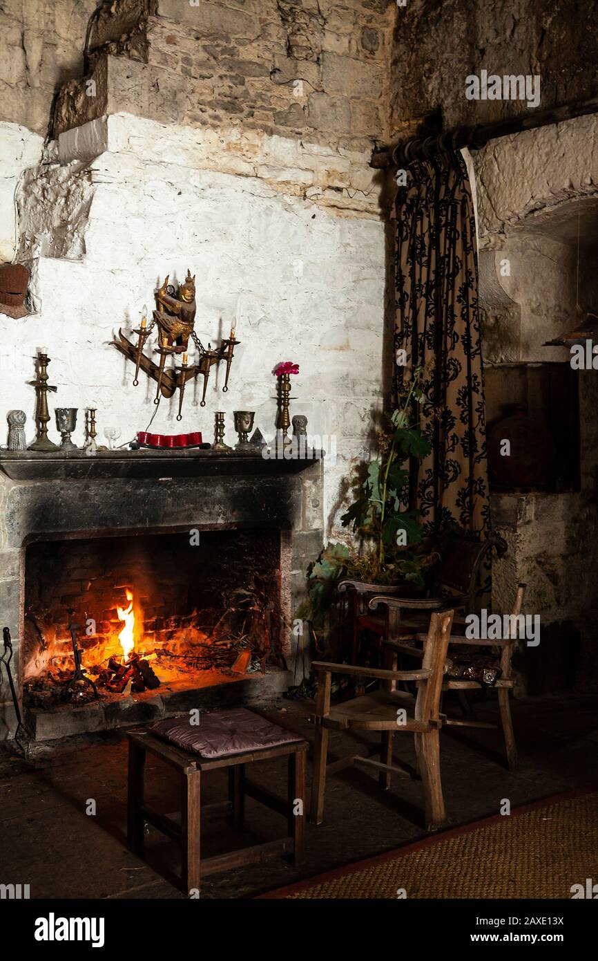 Fireplace in castle Stock Photo - Alamy