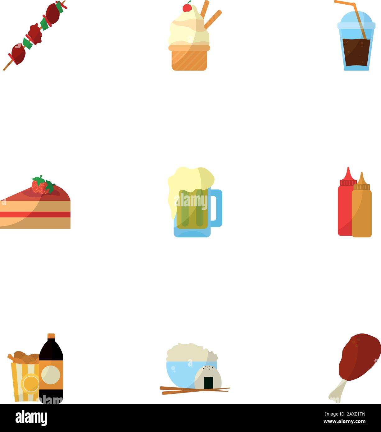 Flat style icon set design, Eat fast food restaurant menu dinner lunch ...
