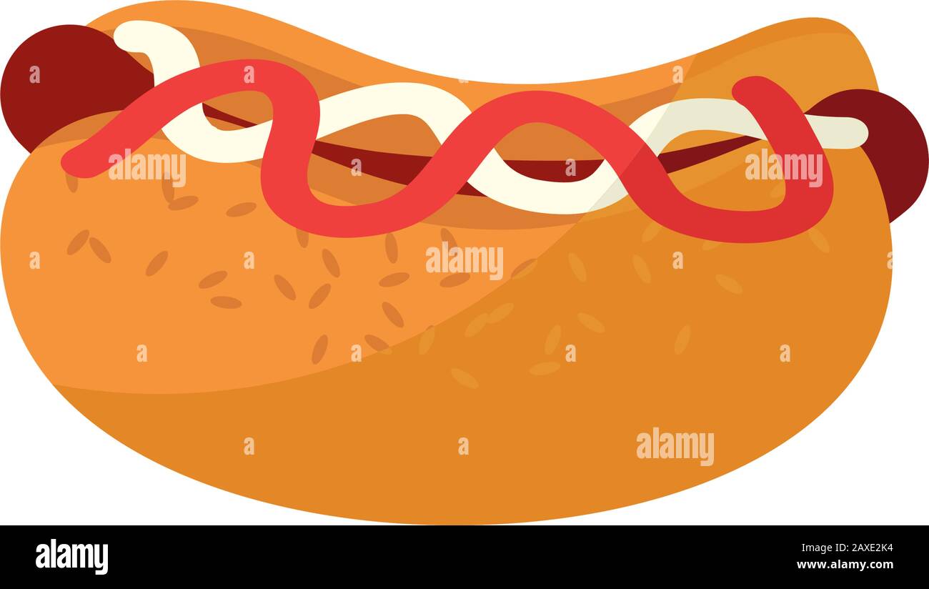 Hot dog flat style icon design, Eat fast food restaurant menu dinner ...
