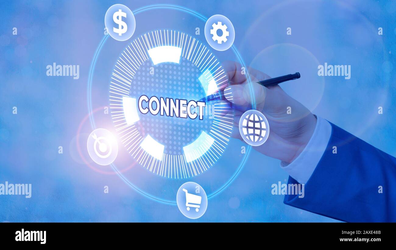 Conceptual hand writing showing Connect. Concept meaning Being together ...