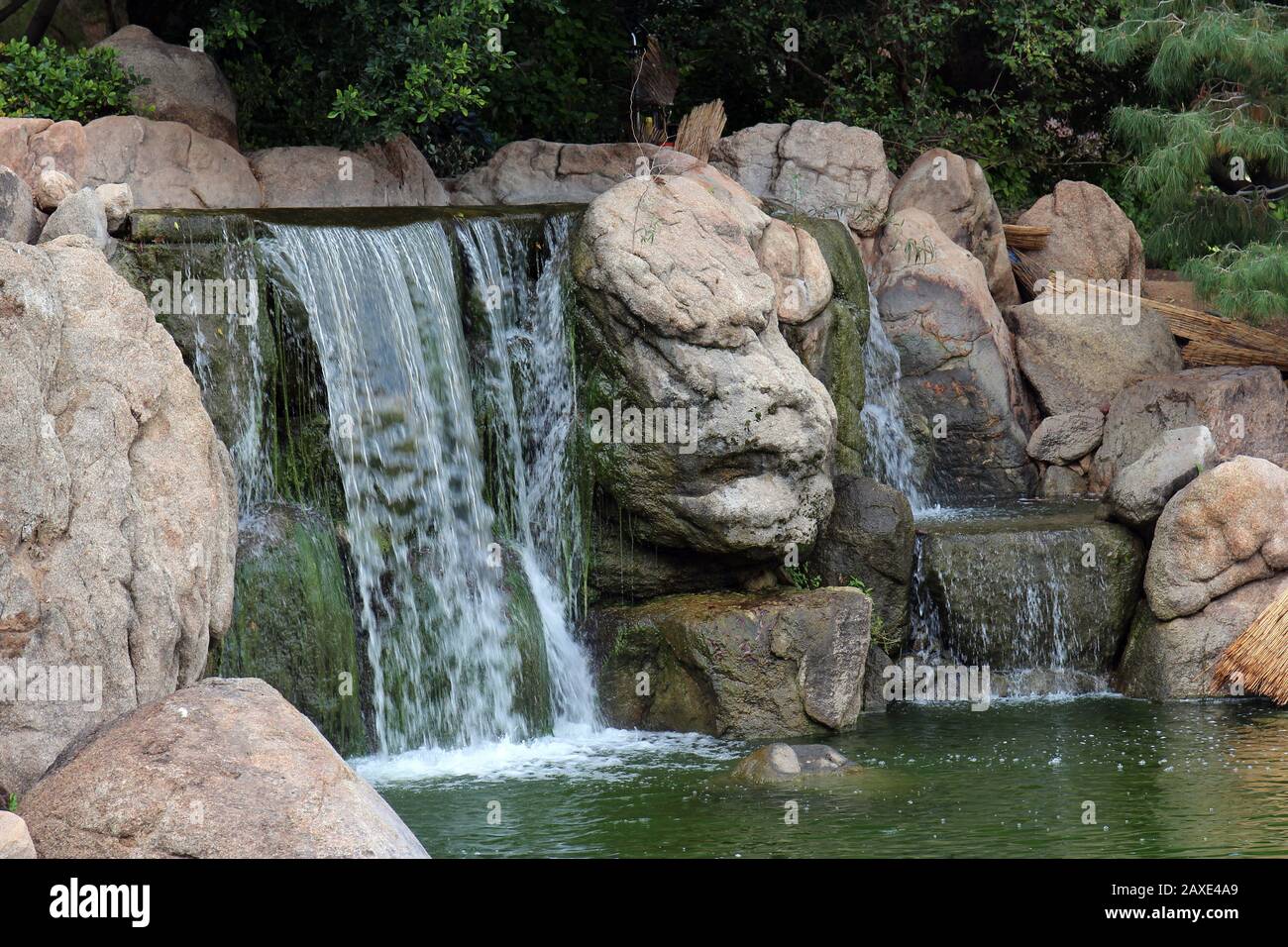 A double waterfall ending in a pond in Arizona, USA Stock Photo - Alamy