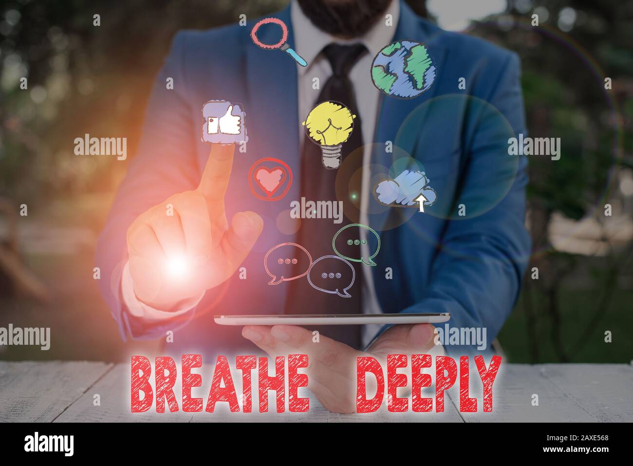 Word writing text Breathe Deeply. Business photo showcasing to take a ...