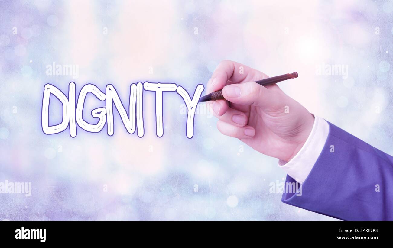 Writing note showing Dignity. Business concept for Quality Being worthy ...