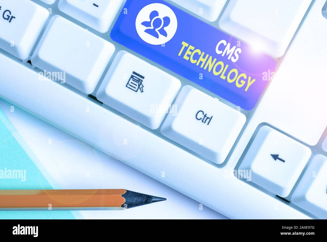 Writing note showing Cms Technology. Business concept for programs that ...