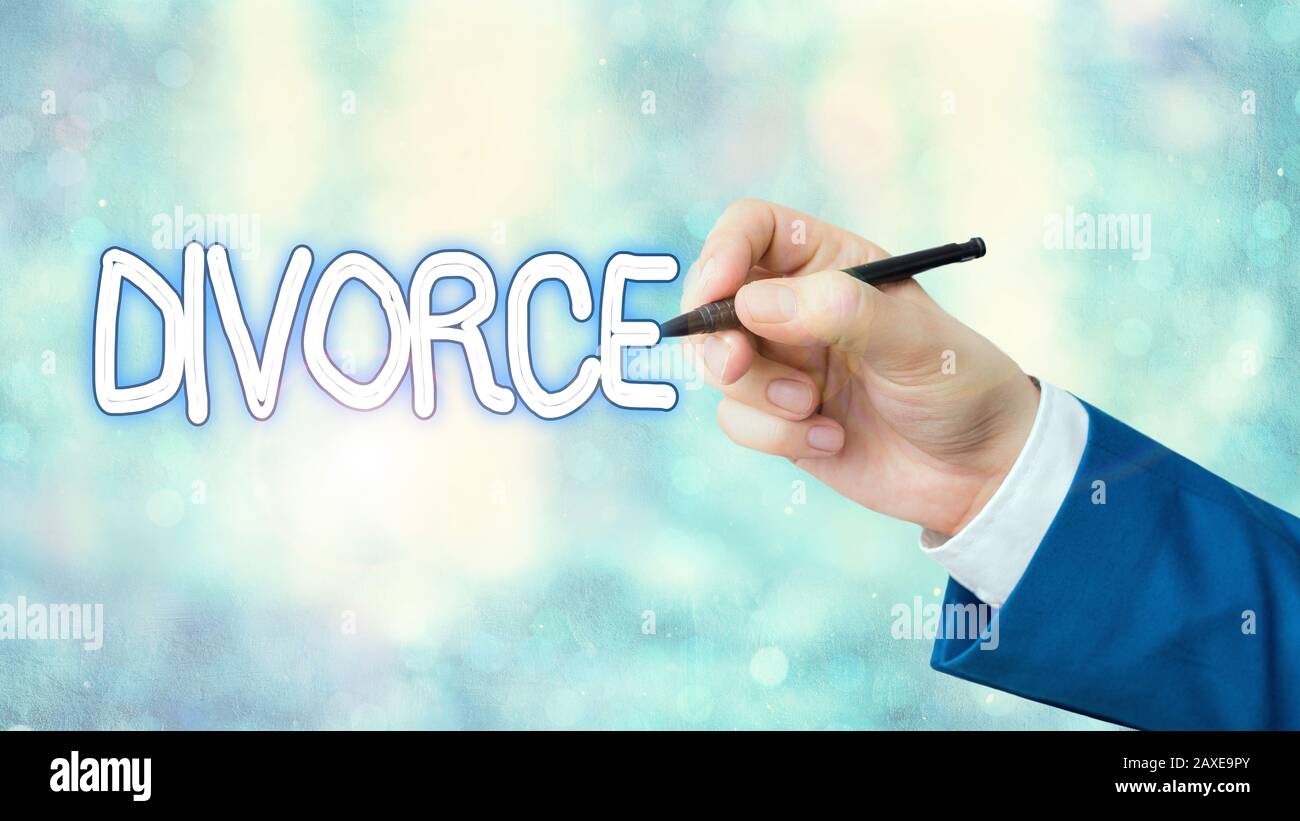Writing note showing Divorce. Business concept for Legal dissolution of ...