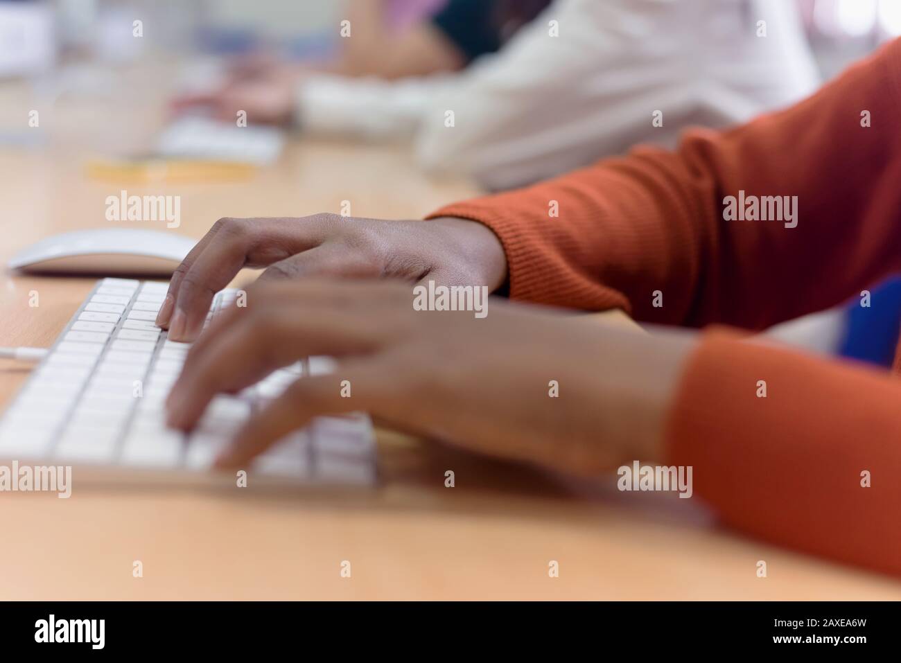 Beautiful female muslim african american IT student working at her ...