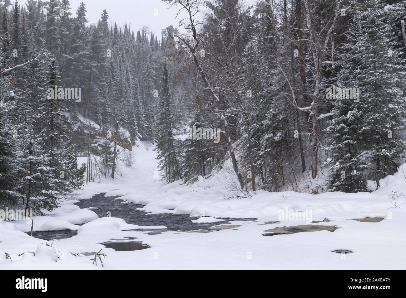Cross River near Grand Marais, January, Cook County, Minnesota, USA, by ...