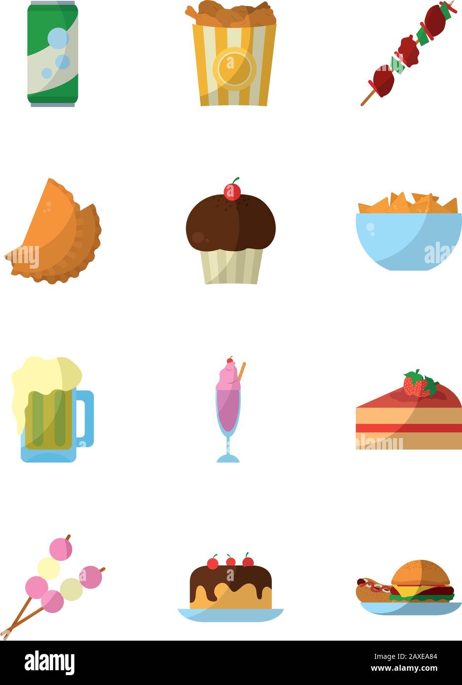 Flat style icon set design, Eat fast food restaurant menu dinner lunch ...