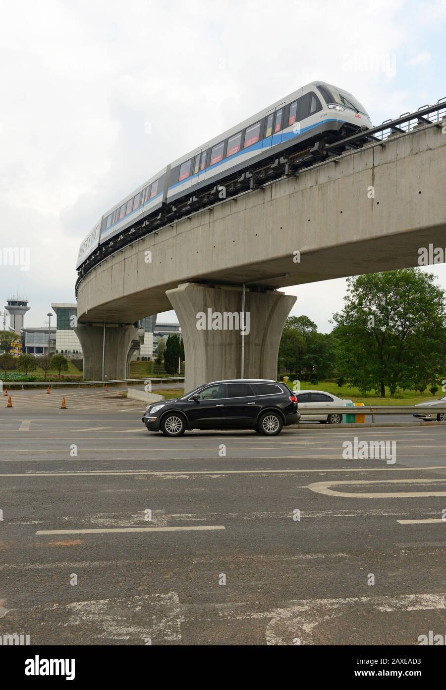 Maglev train departs from Changsha airport station, Changsha, China ...