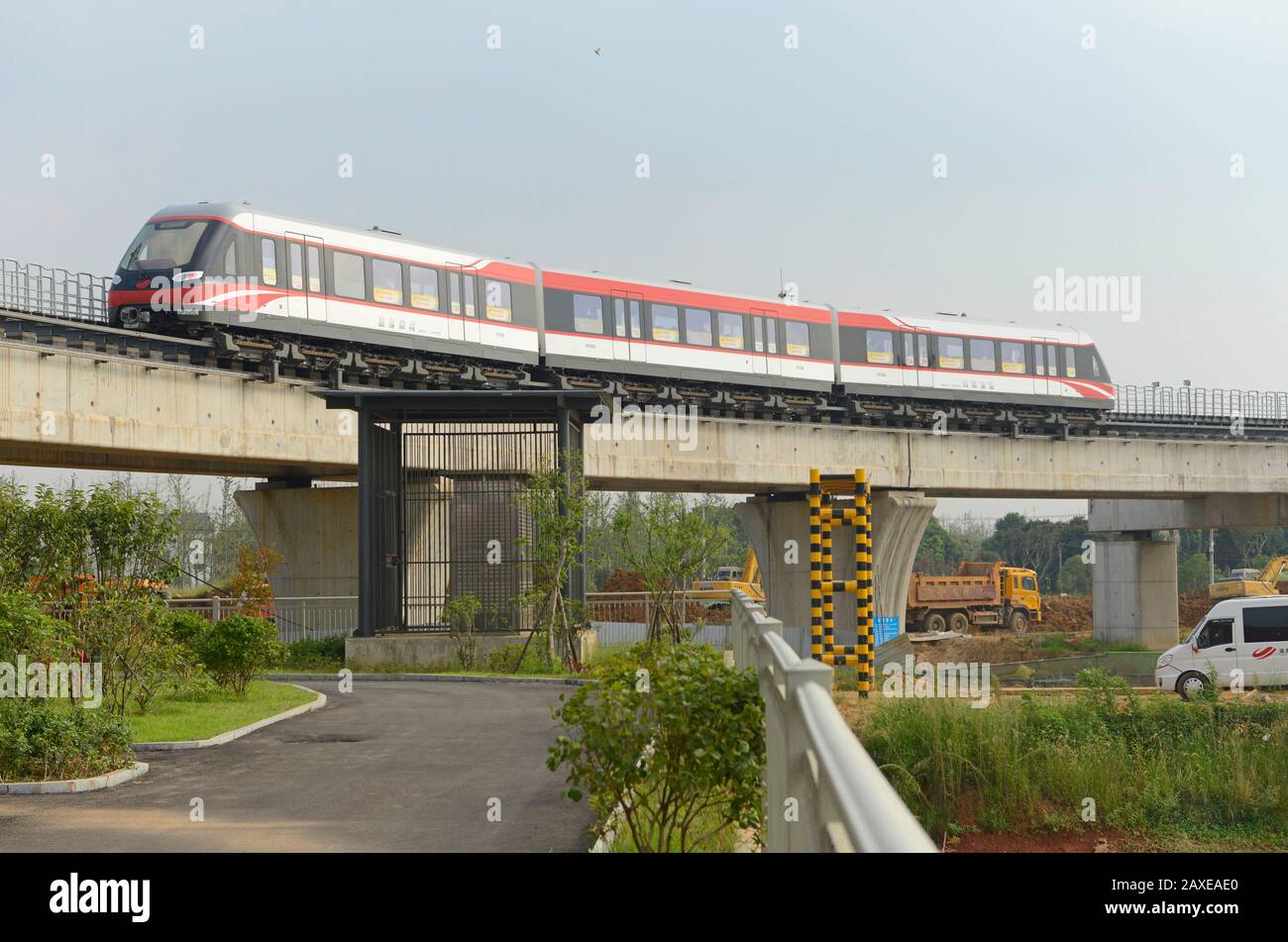 Maglev train leaves Longli station, Changsha, China Stock Photo - Alamy