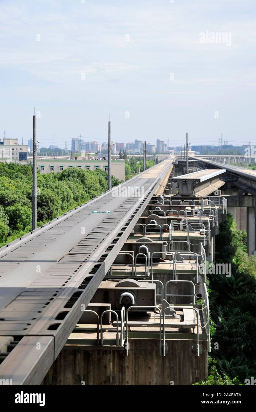 Maglev track at Longyang road station, Shanghai, China Stock Photo - Alamy