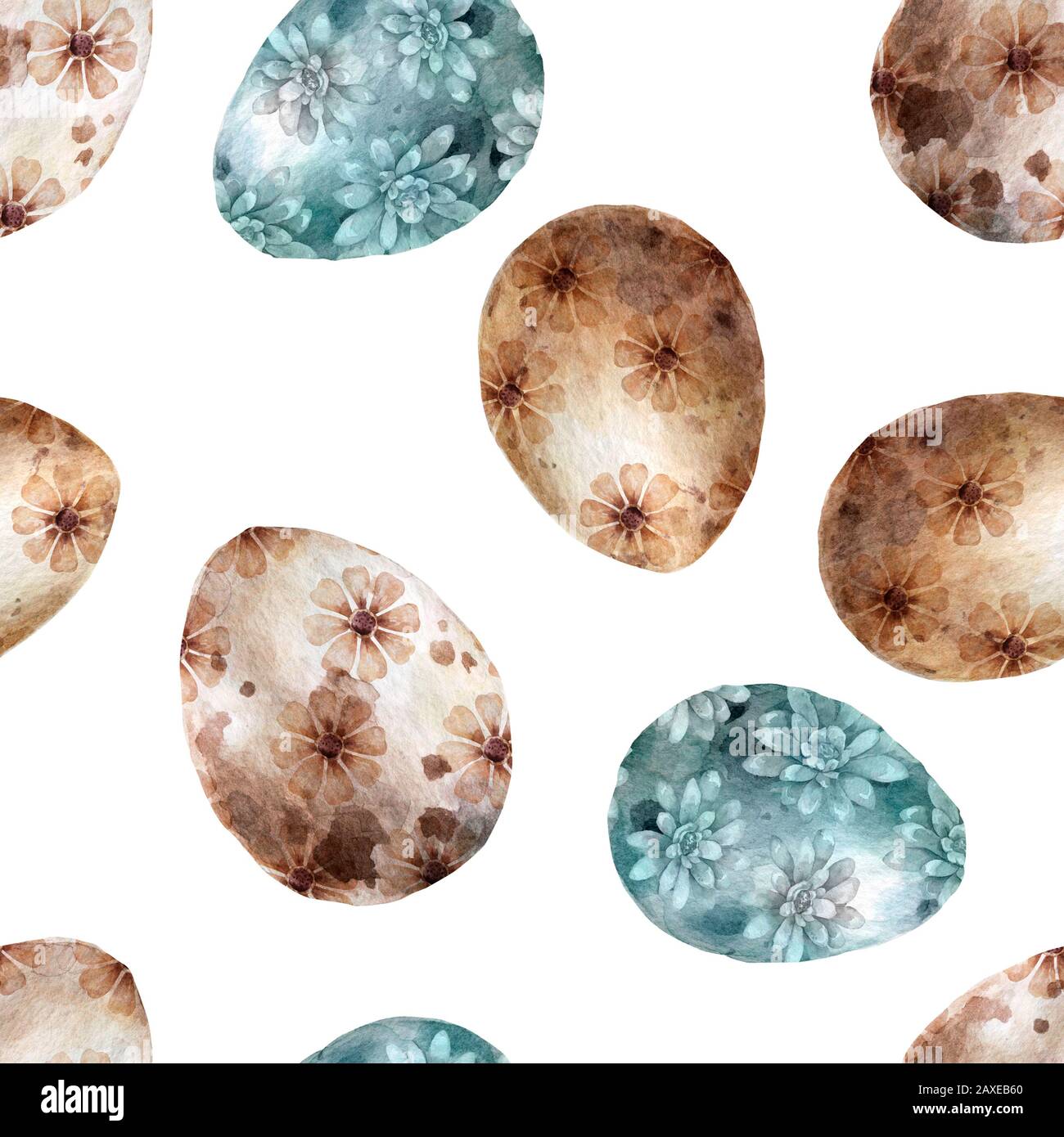Realistic Eggs pattern on white background, Hand drawn watercolor eggs ...