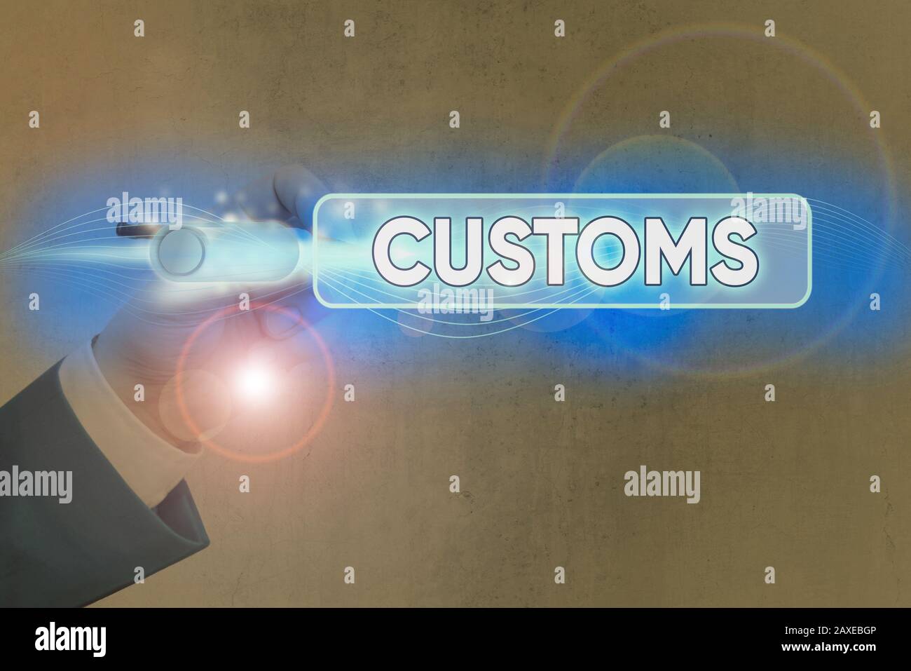 Conceptual hand writing showing Customs. Concept meaning Official ...