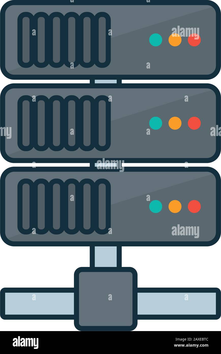 Web hosting line and fill icon design, Data center base security system hardware technology ...