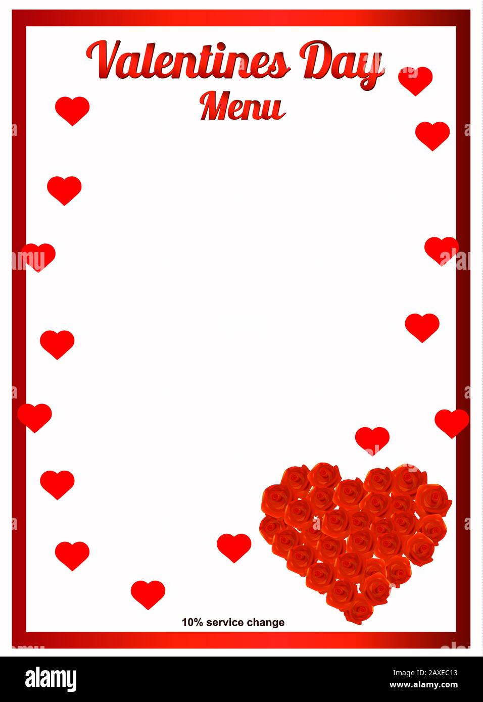 Happy Valentines day menu background. Valentines day backdrop with rose ...