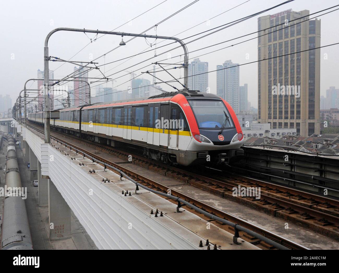 Shanghai metro line 3 train departs from Baoshan road station, Shanghai ...