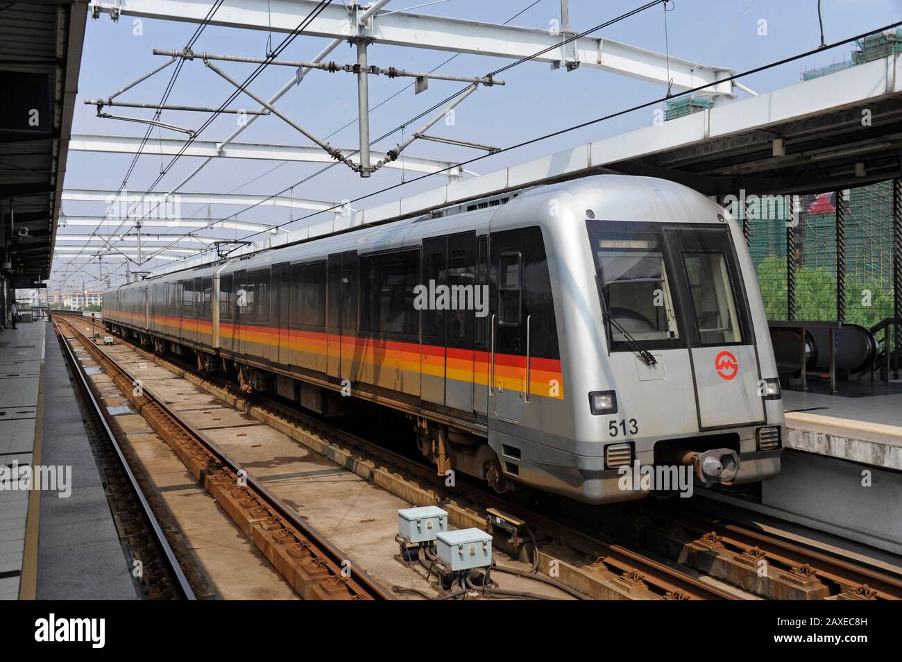 Shanghai metro line 5 train waits at a station, Shanghai, China Stock ...