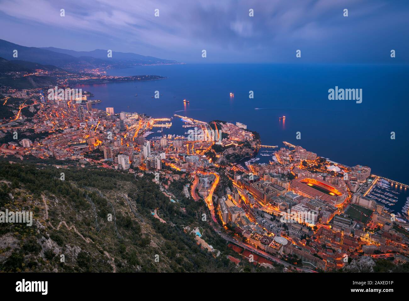 View of Monaco and Monte Carlo from the viewpoint tete de Chien Stock ...
