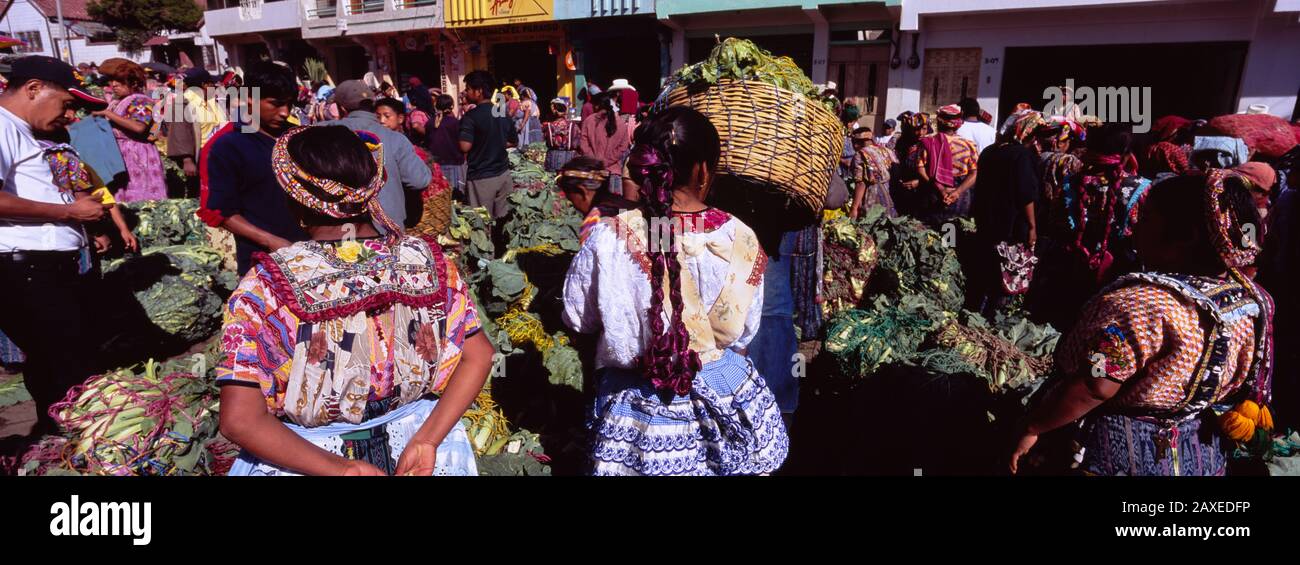 Group Of People In A Vegetable Market, Almolonga, Guatemala Stock Photo ...