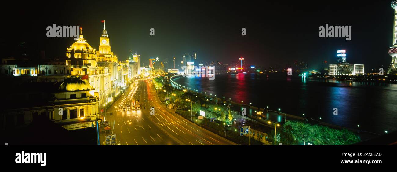 Buildings Lit Up At Night, The Bund, Shanghai, China Stock Photo - Alamy