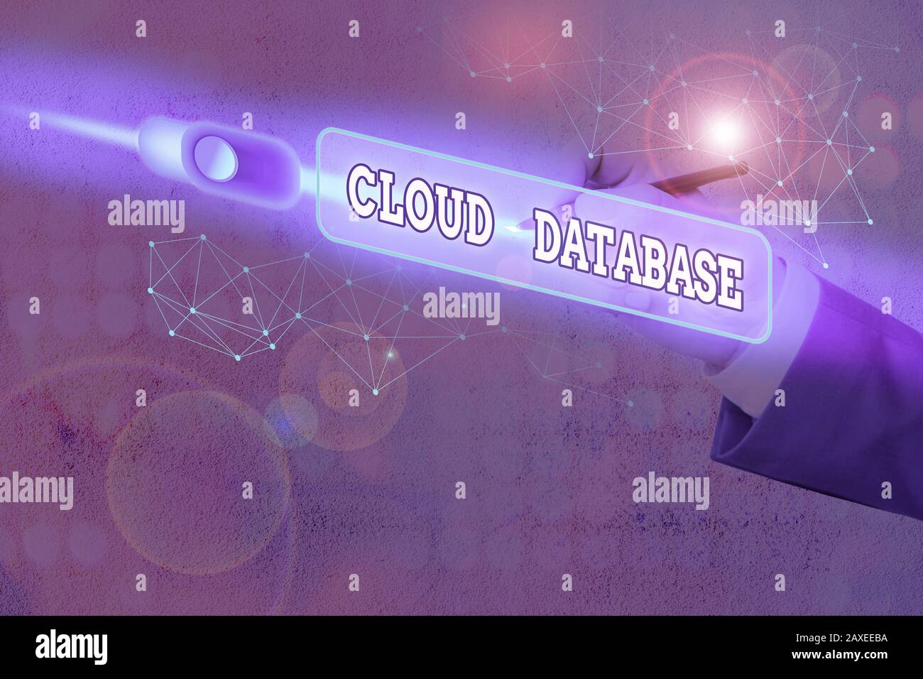 Text sign showing Cloud Database. Business photo text optimized or built for a virtualized ...