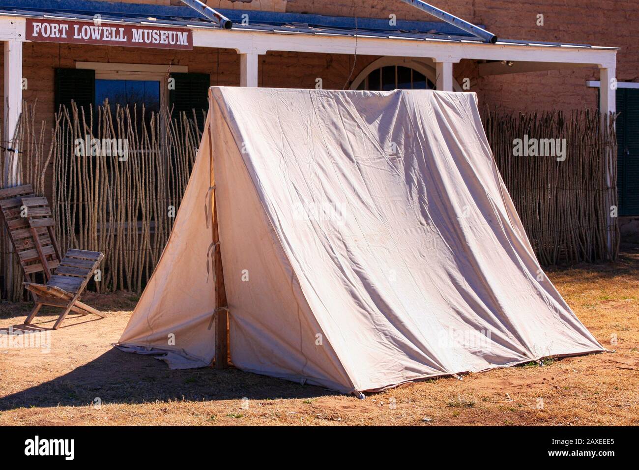 1880s tent on display outside the Fort Lowell museum in Tucson AZ Stock ...