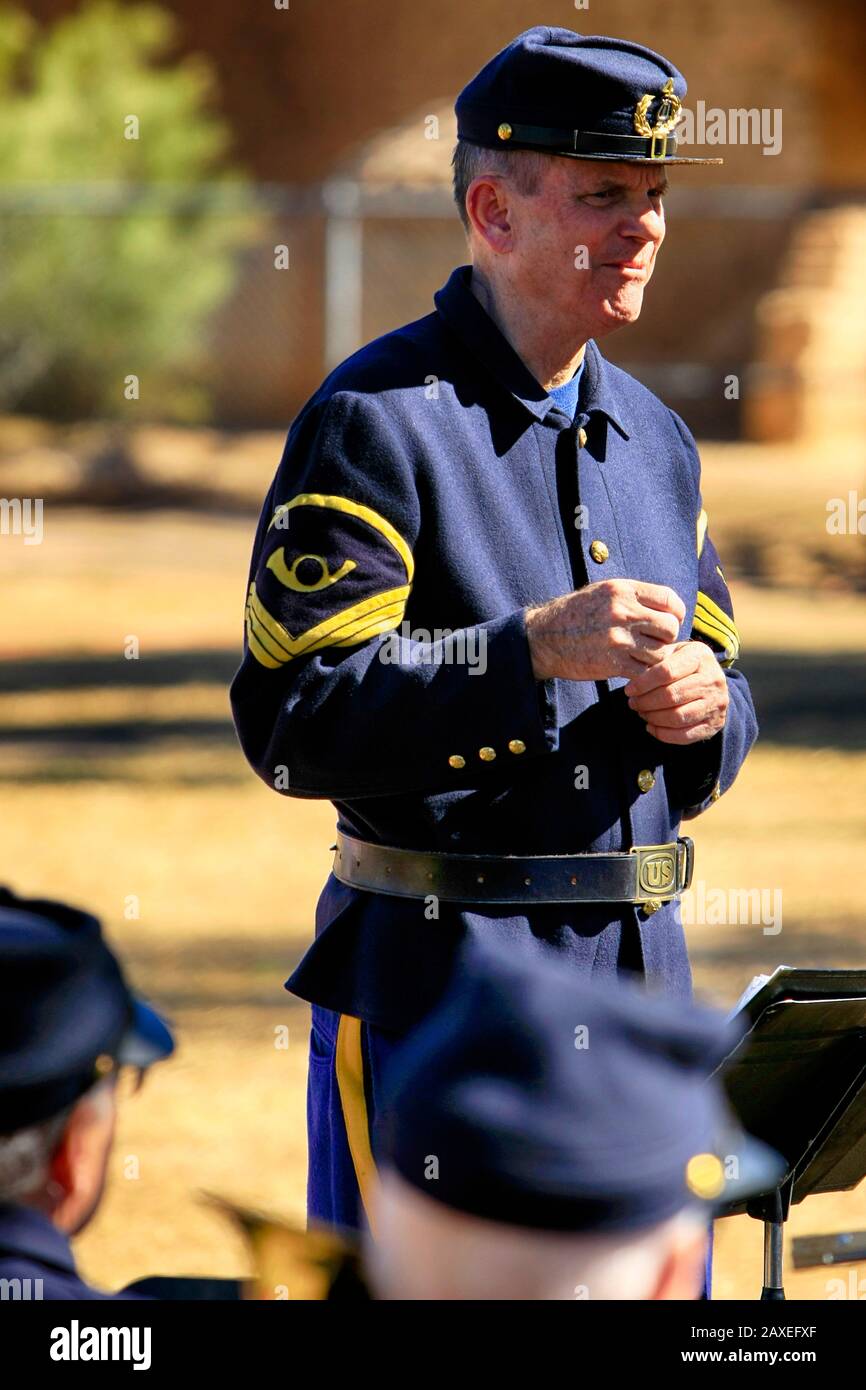 Band leader dressed as an 1880s sargeant in the US Army's 5th Cavalry ...
