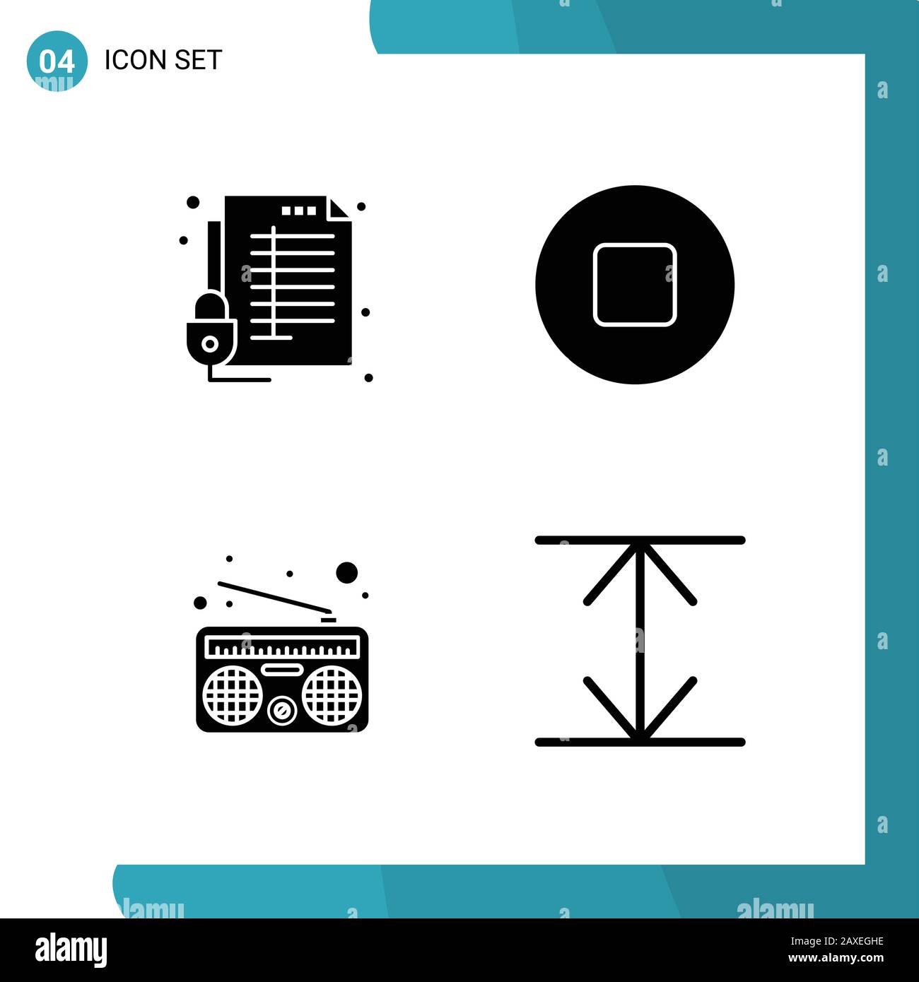 Vector Pack of 4 Glyph Symbols. Solid Style Icon Set on White ...