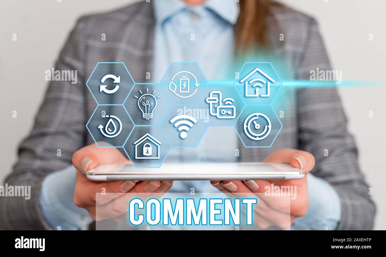 Conceptual hand writing showing Comment. Concept meaning Verbal Written ...