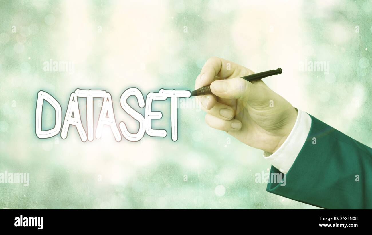 Writing note showing Dataset. Business concept for collection of ...