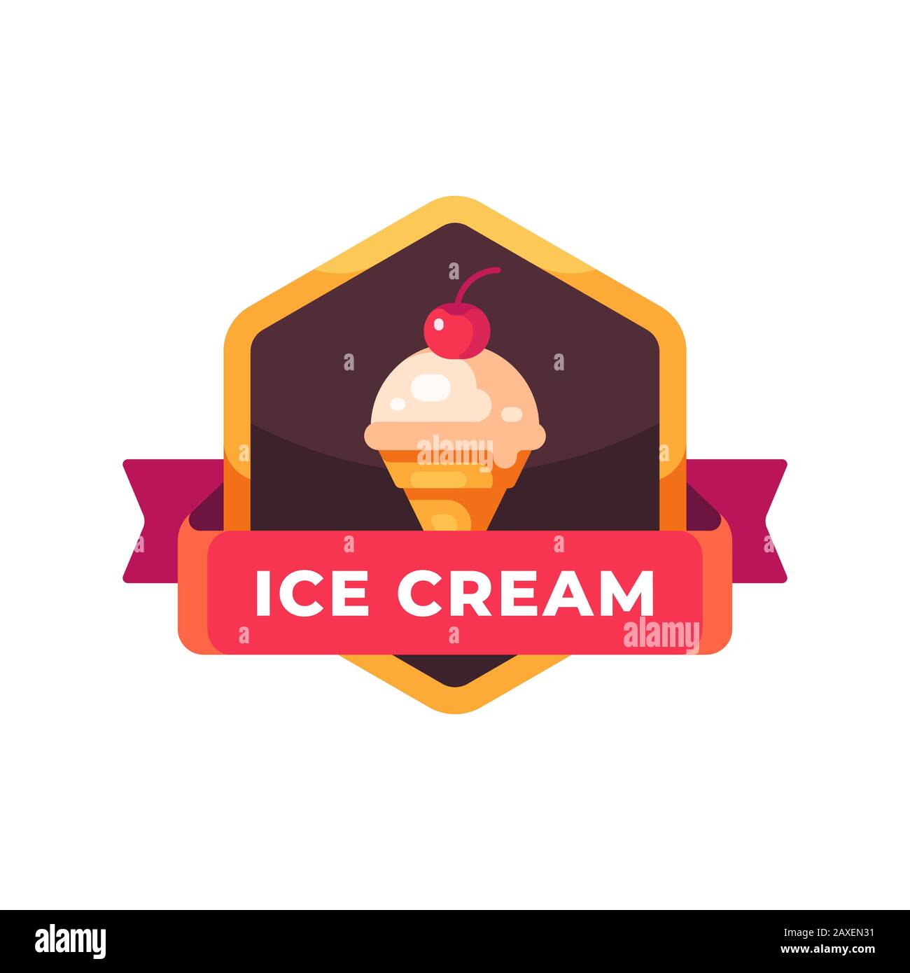 Cherry ice cream. Fast food label Stock Photo - Alamy