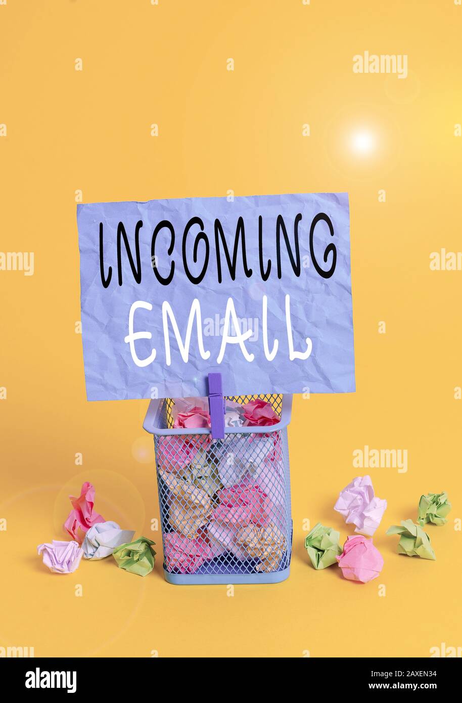 Writing note showing Incoming Email. Business concept for those mail ...