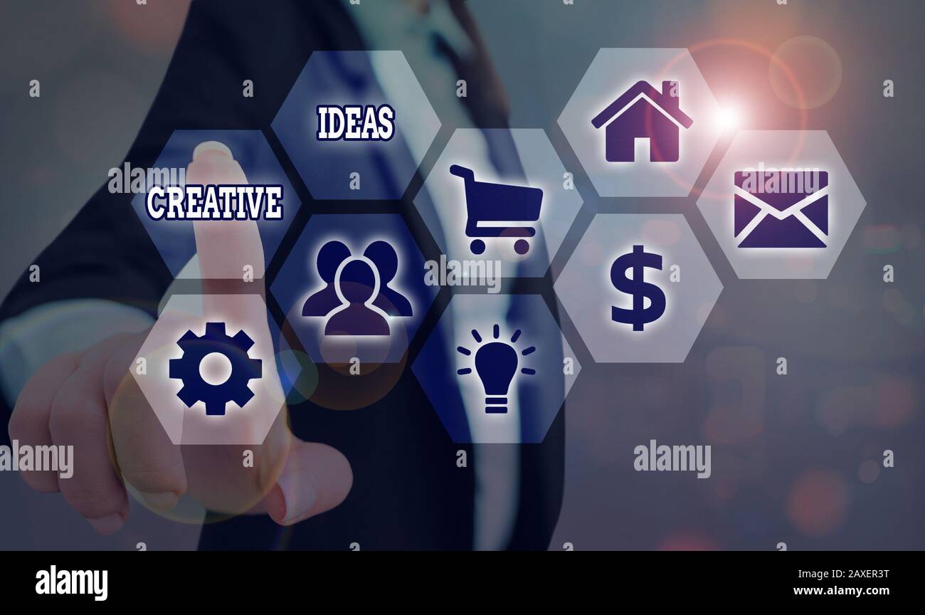 Writing note showing Creative Ideas. Business concept for the act of ...