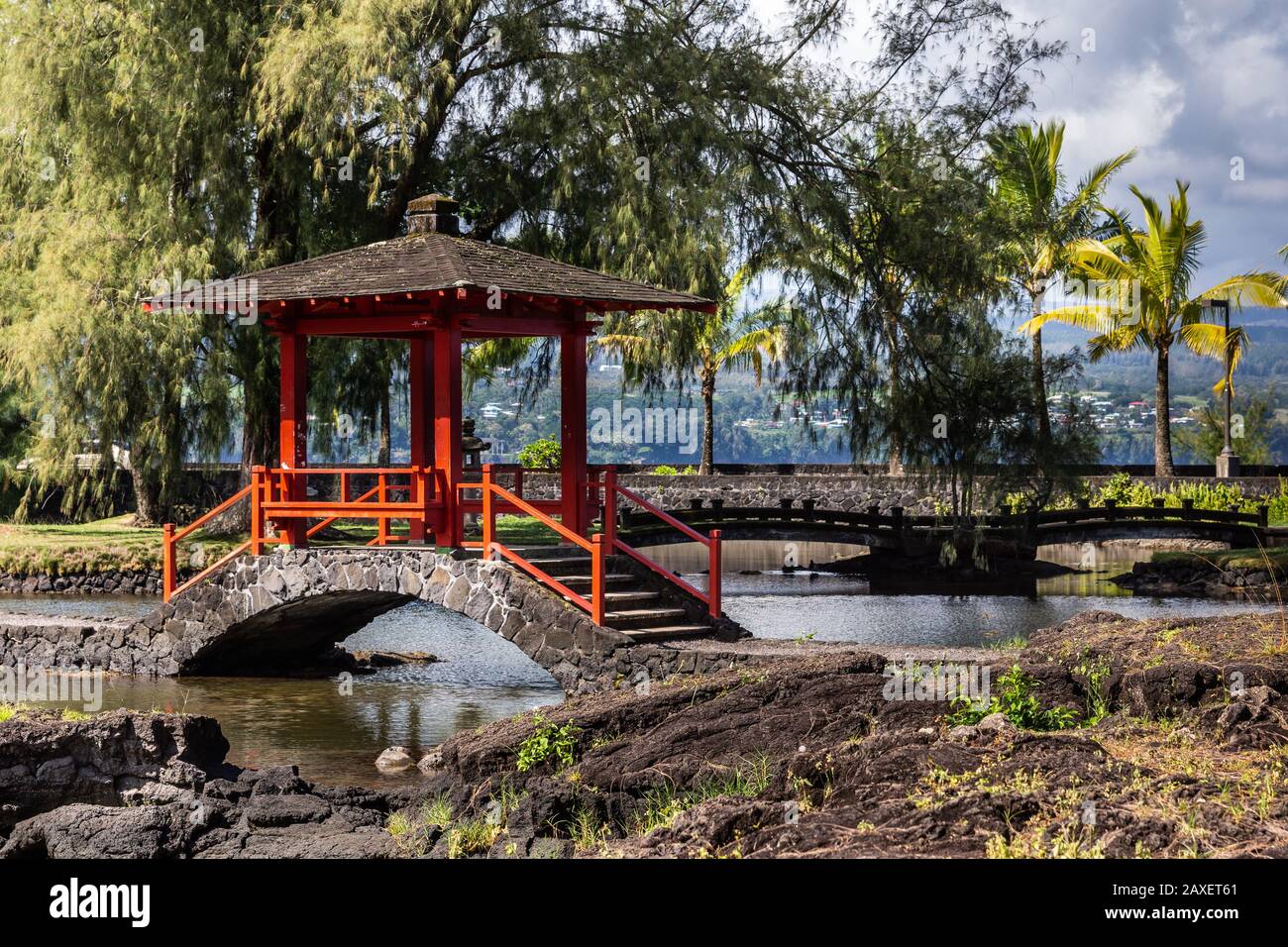 Hilo, Hawaii, USA. - January 9, 2012: Closeup of Japanese black and red ...