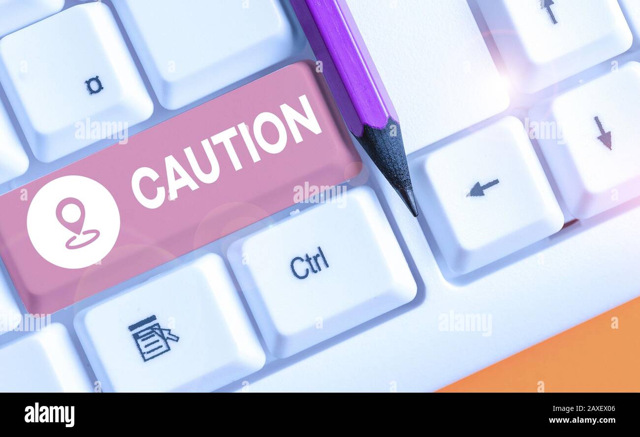 Handwriting text writing Caution. Conceptual photo Care taken to avoid ...