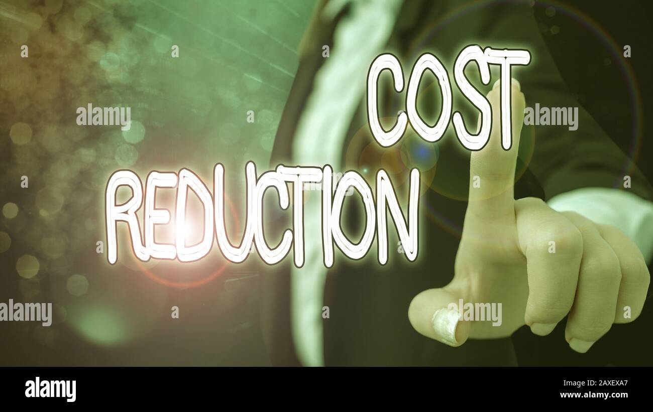 Text sign showing Cost Reduction. Business photo text process of ...