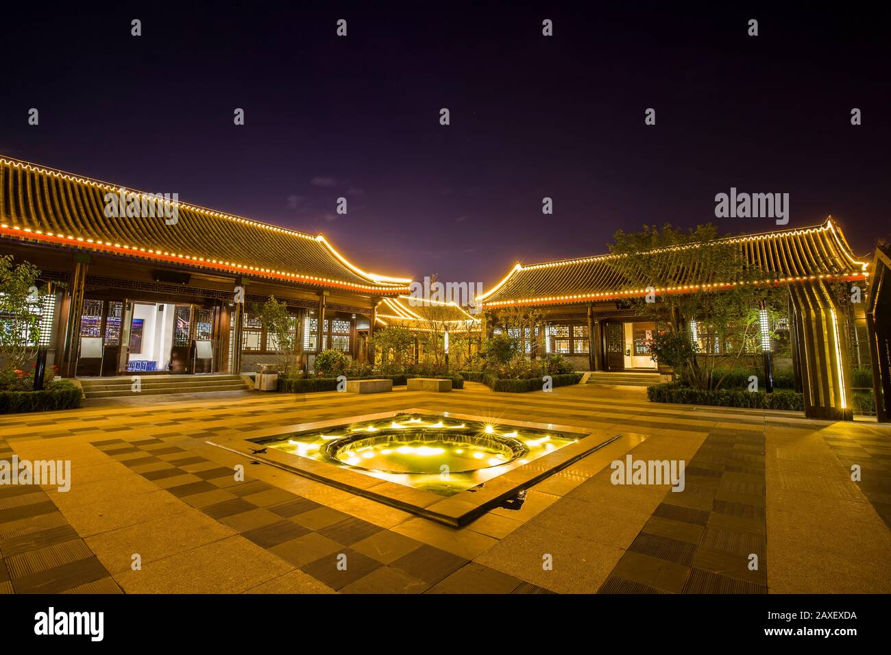 Chinese traditional buildings at night Stock Photo - Alamy