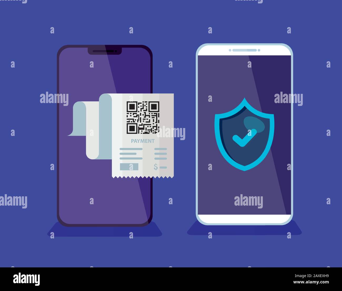 smartphones with scan code qr and shield Stock Vector Image & Art - Alamy