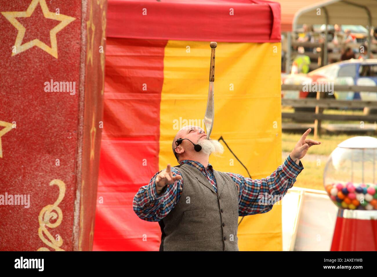 Circus performer during a balancing act Stock Photo - Alamy