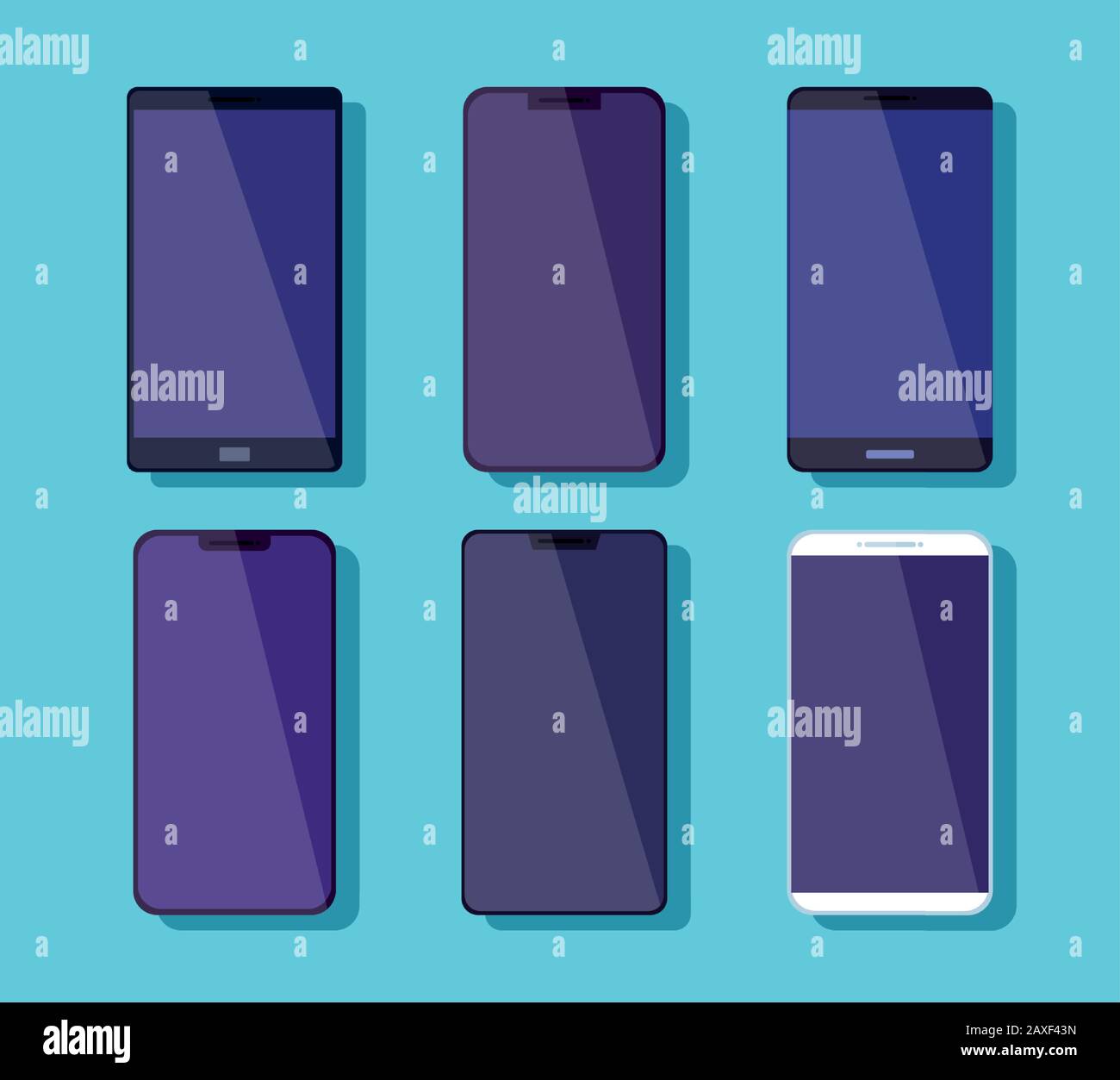 set of smartphones devices technology Stock Vector Image & Art - Alamy