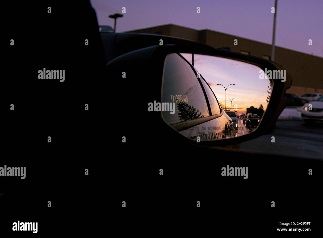 Beautiful sunset view through the car's side window Stock Photo - Alamy