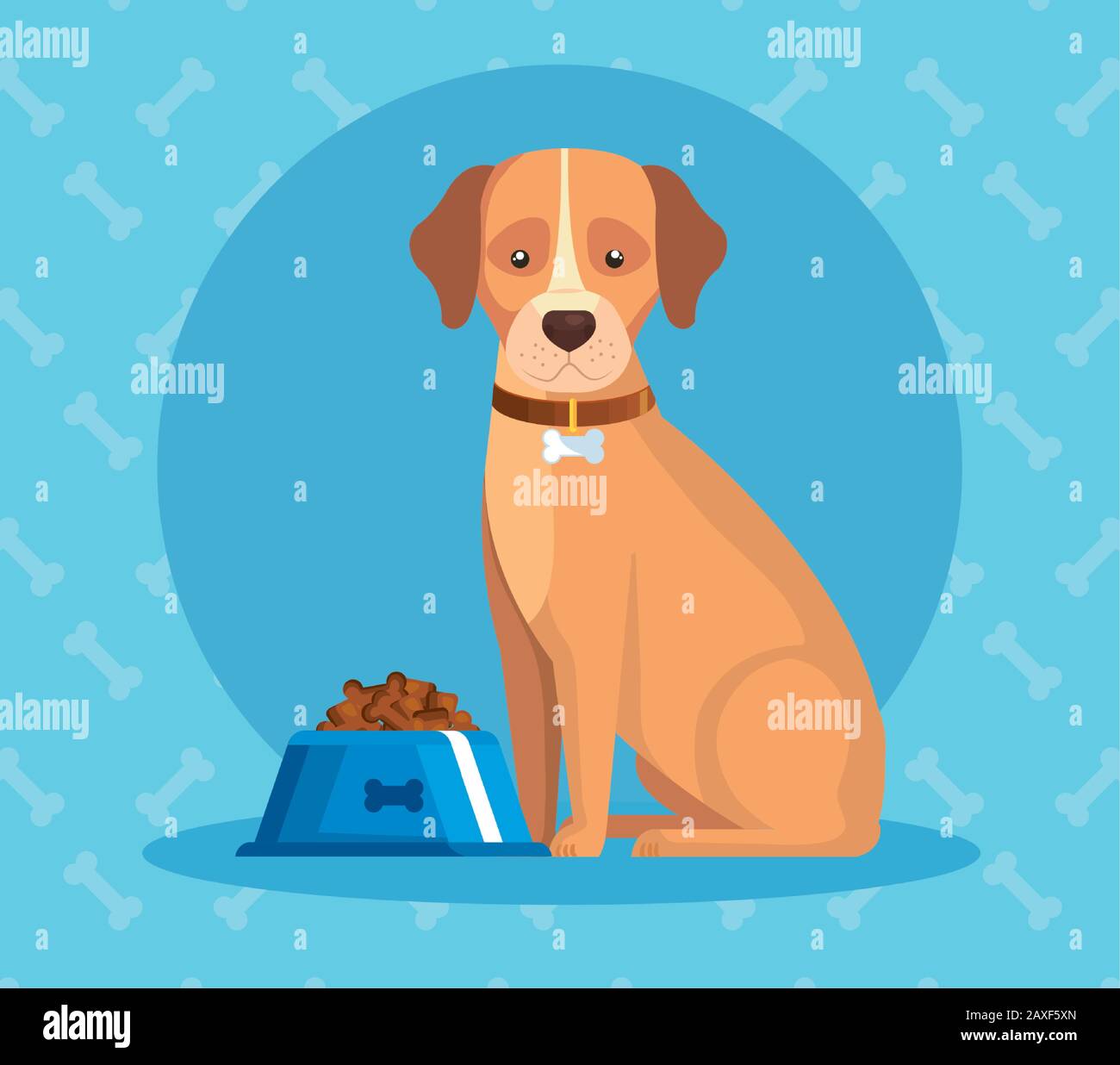 cute dog with dish food animal Stock Vector Image & Art - Alamy
