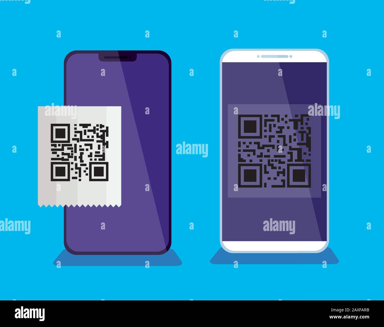 smartphones with scan code qr Stock Vector Image & Art - Alamy