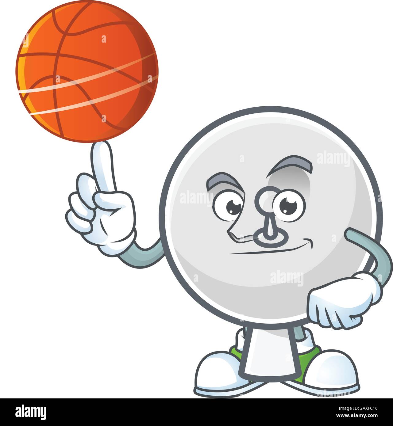 a strong satellite dish cartoon character with a basketball Stock ...