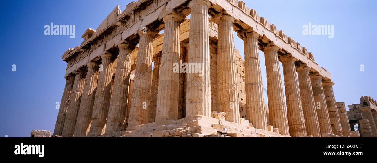 Old ruins of a temple, Parthenon, Acropolis, Athens, Greece Stock Photo ...
