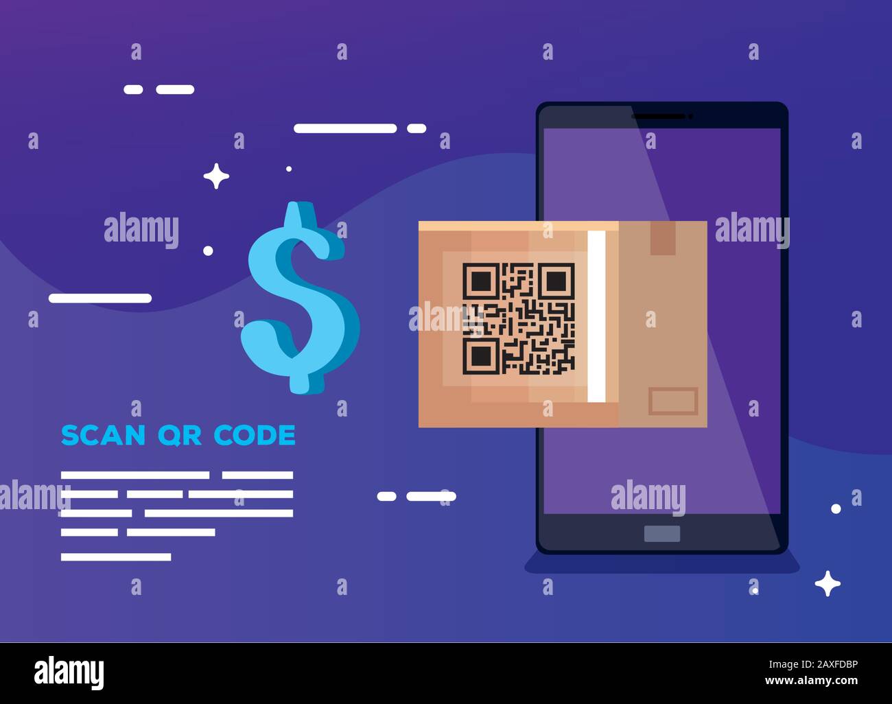 smartphone with scan code qr and box carton Stock Vector Image & Art ...
