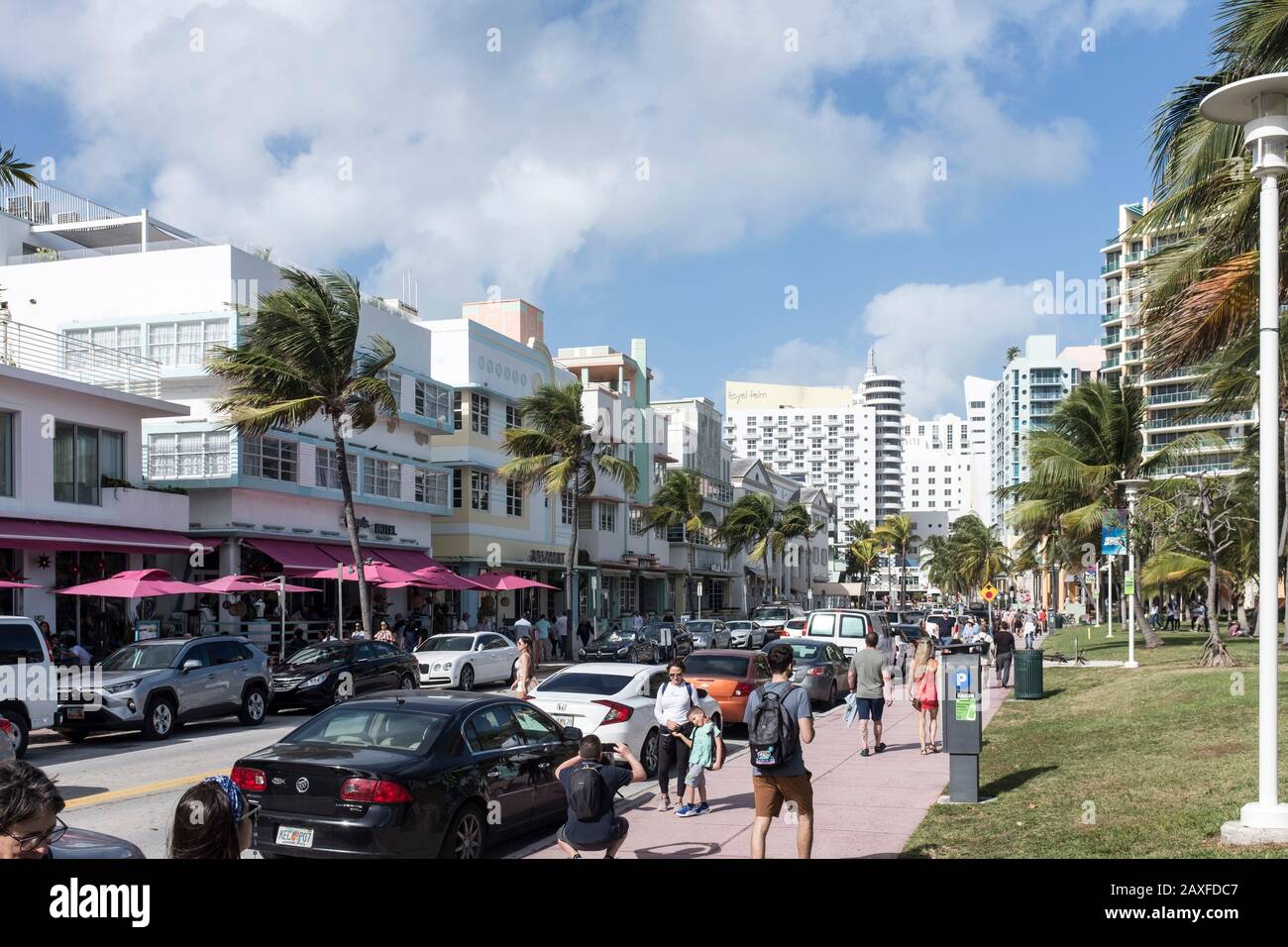 Crowded beach scene palm trees hi-res stock photography and images - Alamy