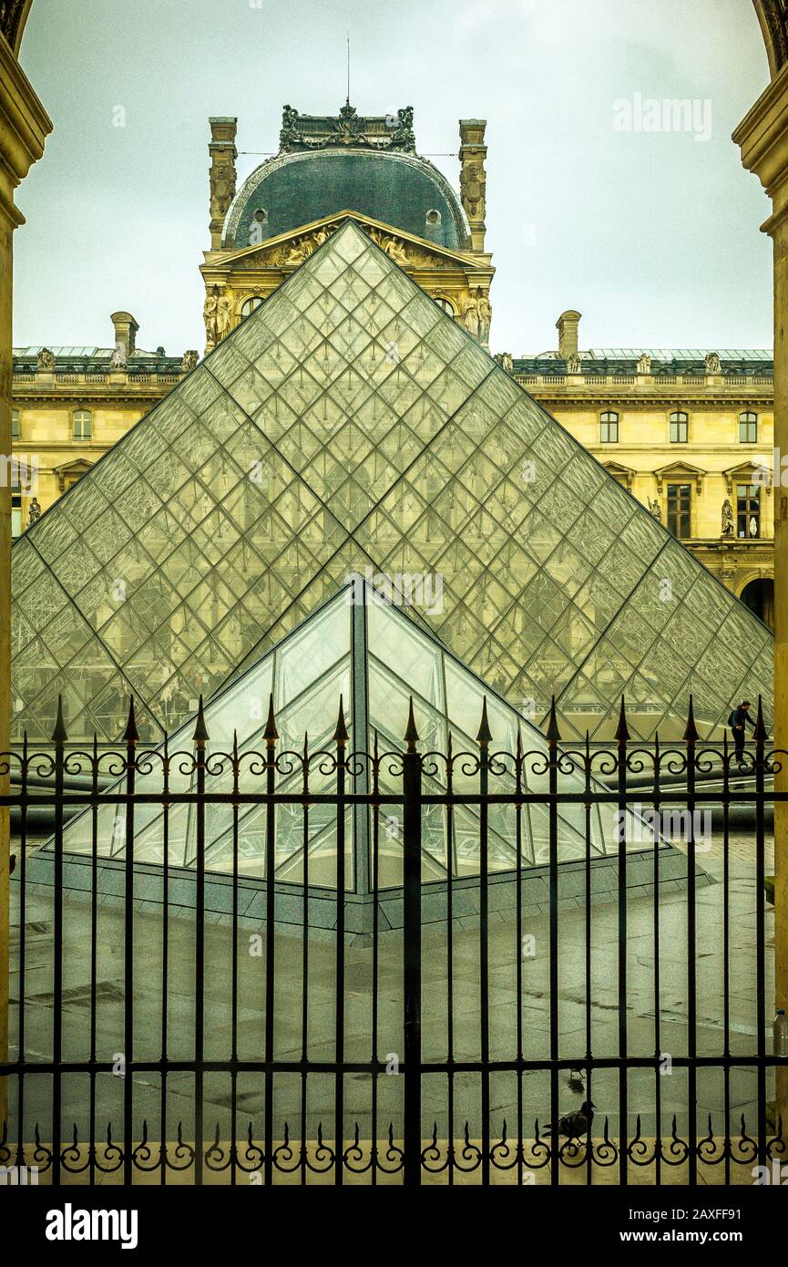 Louvre palace pyramid detail hi-res stock photography and images - Alamy