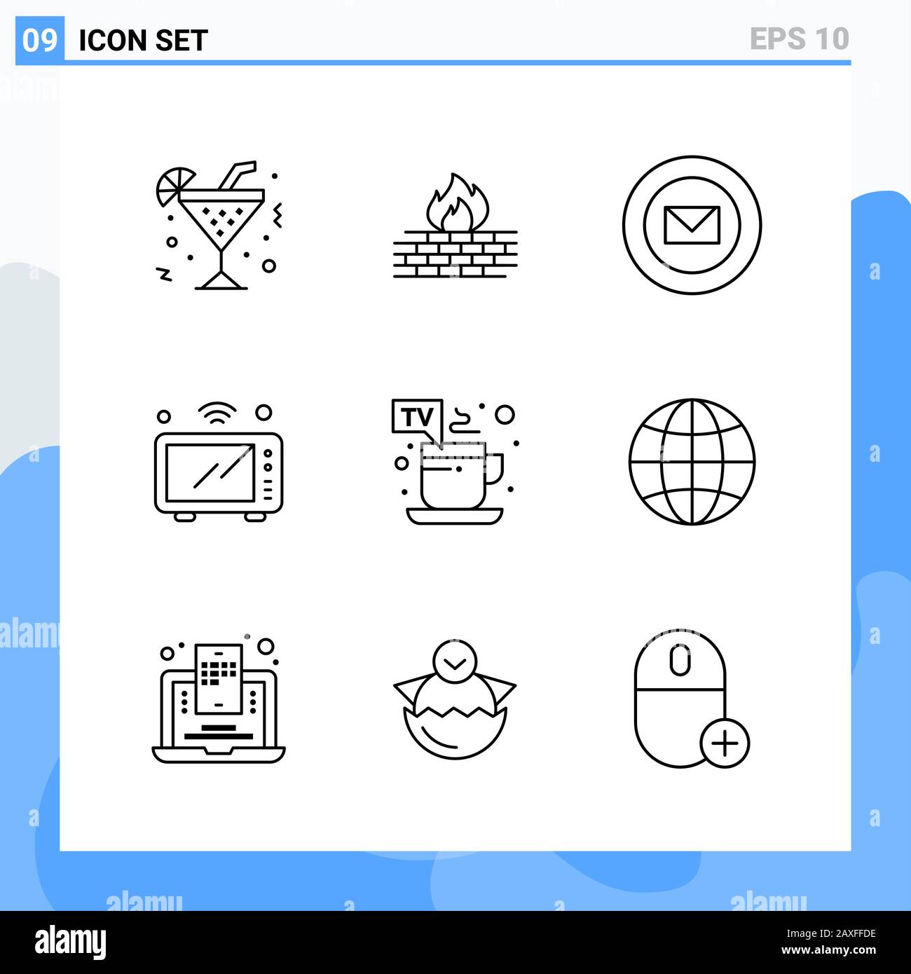 Modern 9 Line style icons. Outline Symbols for general use. Creative ...